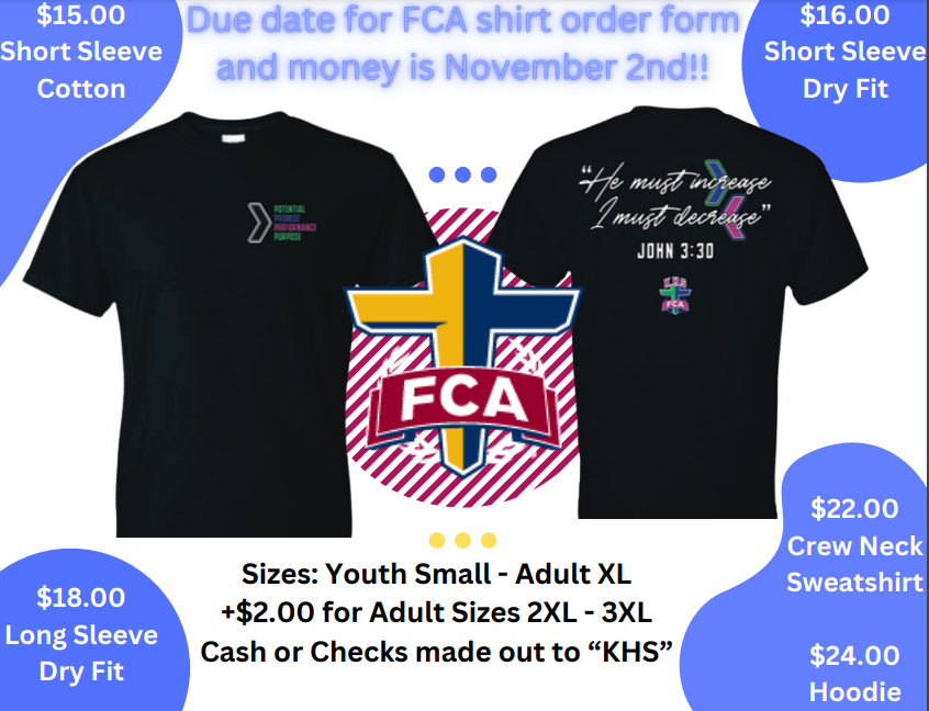 LAST CHANCE to order an FCA Shirt | Kaplan High School